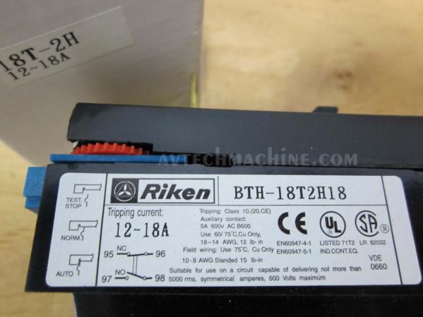 BTH-18T2H18 Riken Thermal Overload 12 - 18 Amp
