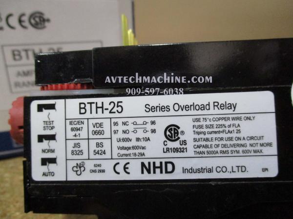 BTH-252PE-22A NHD Thermal Overload 2 Pole 18 - 26 Amp