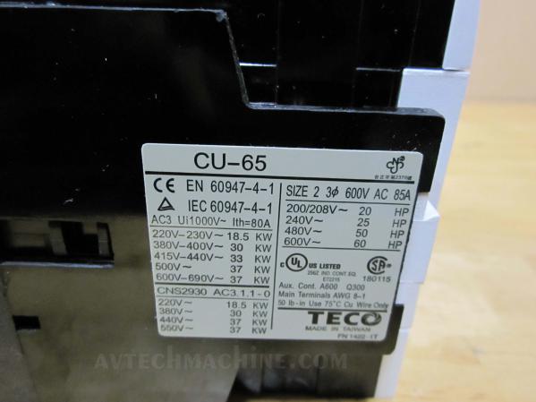 CU-65-3A2a2b-220V Teco Magnetic Contactor 3A2a2b Coil 220V CU65RH5