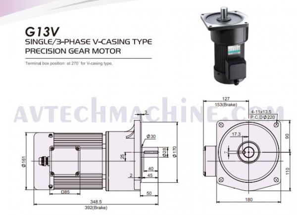 G13V400U-50 Sesame Motor Chip Auger Motor 1/2HP 3P 230/460V