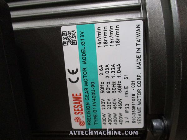 G13V400U-90 Sesame Motor Chip Auger Motor 1/2HP 3P 230/460V