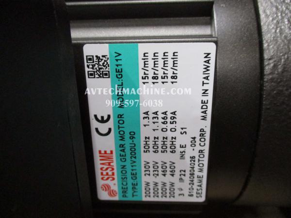 GE11V200U-90 Sesame Motor Chip Auger Motor 1/4HP 3P 230/460V