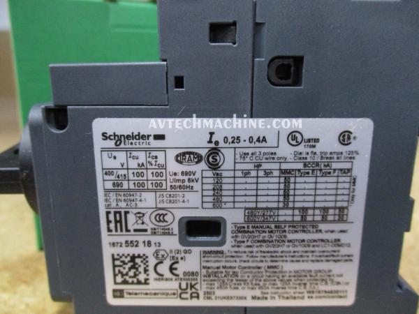 GV2P03 Schneider Motor Thermal Overload 0.25 - 0.4A