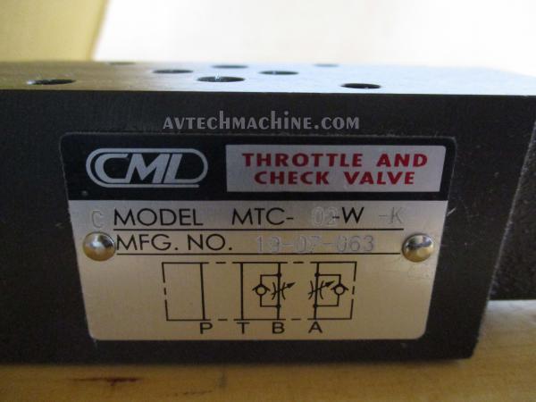 MTC-02-W-K-C CML Hydraulic Throttle & Check Valve