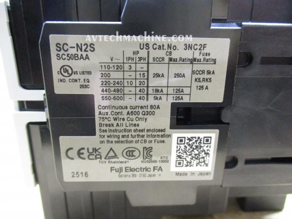 SC-N2S-3A2a2b-220V Fuji Magnetic Contactor 3A2a2b Coil 220V