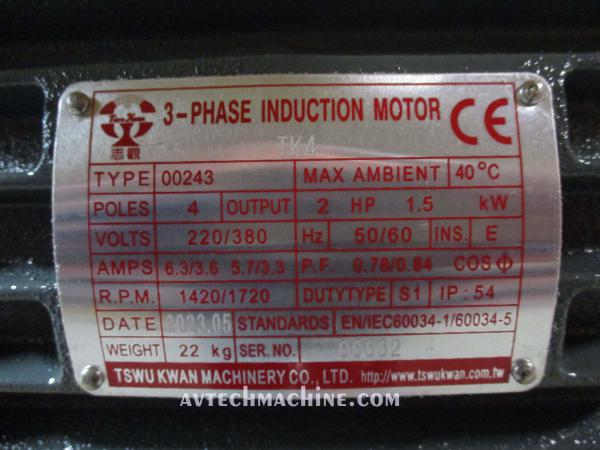 TK-4-2HP-220/380V Tswu Kwan Industrial Electric Motor 2HP 3 Phase 220/380V