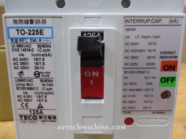 TO-225E-3P125N Teco Thermal-Magnetic Breaker 3P125A