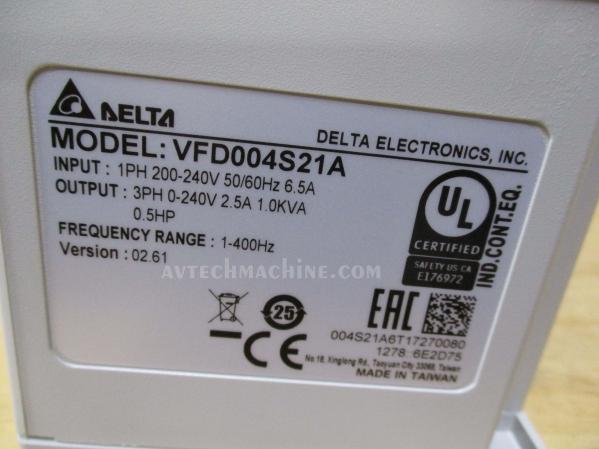 VFD004S21A Delta Inverter AC Variable Frequency Drive S1 1/2HP 1PH 240V